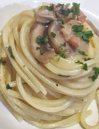 Spaghetti con champignon e guanciale - Al.ta Cucina | Secondo_zio_claudio