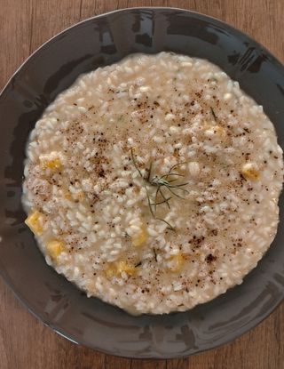 Risotto ananas, lardo e polvere di cacao - Al.ta Cucina | Andrea_Ricci