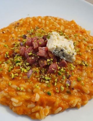 Risotto autunnale,zucca,gongorzola e pancetta - Al.ta Cucina | Lunaso
