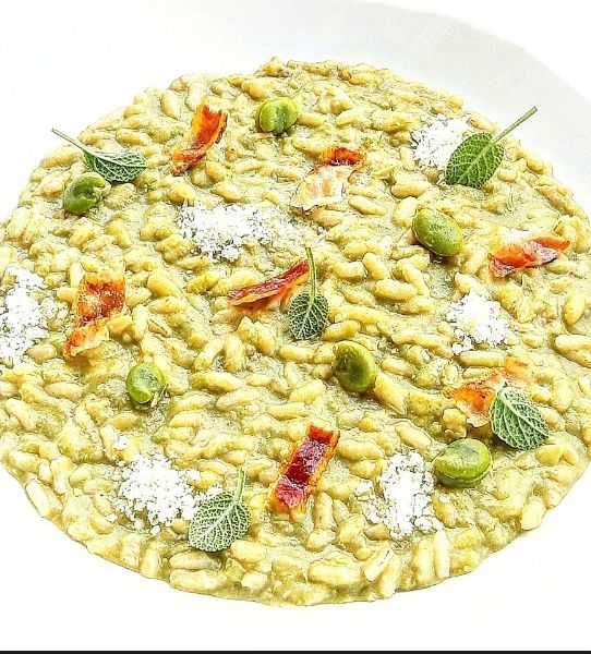 RISOTTO ALLE FAVE, PECORINO E BACON CROCCANTE - Al.ta Cucina | sara ...