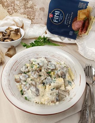 Ravioli al brasato Fini con panna e funghi - Al.ta Cucina | kettycucinooggi
