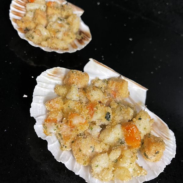 Capesante gratinate con gamberi e salmone - Al.Ta Cucina ...