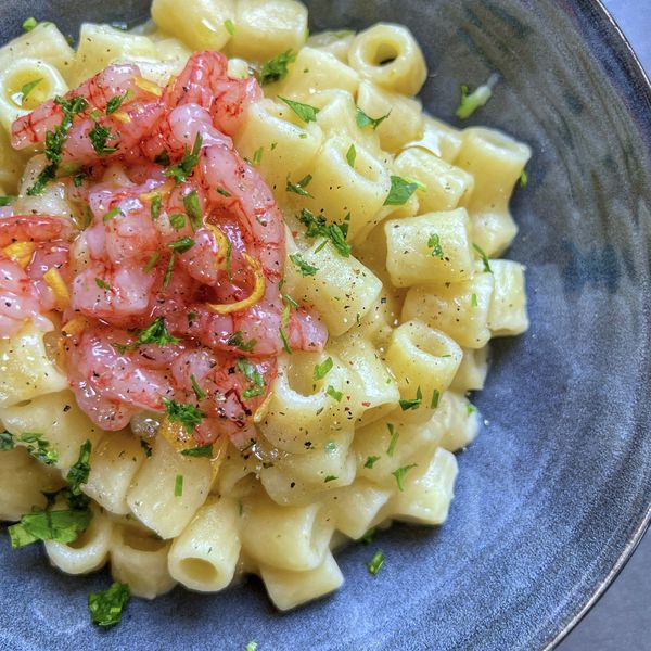 PASTA E PATATE CON GAMBERO ROSSO | Al.ta Cucina
