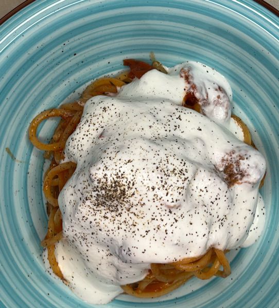 Spaghetti ‘nduja e spuma di burrata | Al.ta Cucina