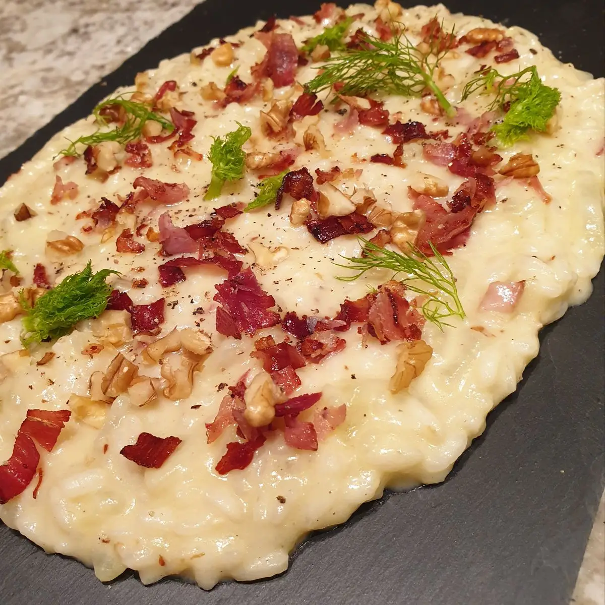 Risotto al finocchio con culatello croccante e granella di noci | Al.ta ...